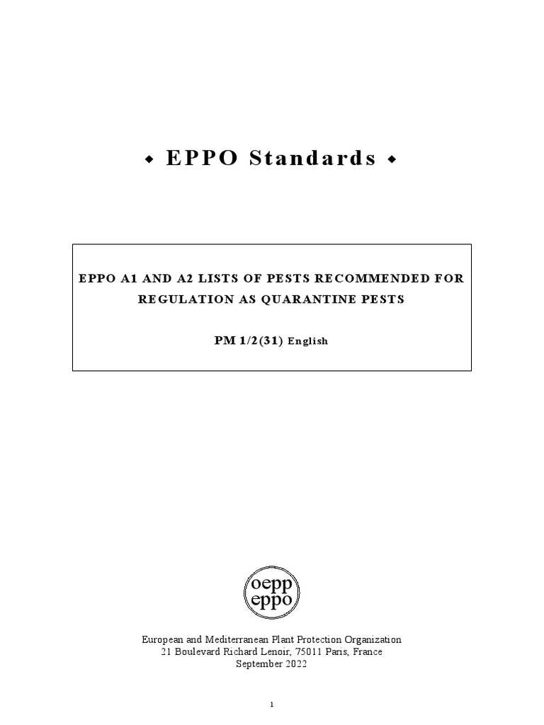 EPPO A1 & A2 Quarantine Pest Lists | PDF | Plants | Organisms