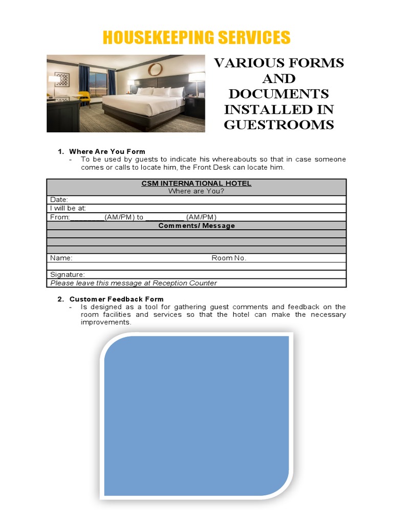 Housekeeping Forms and Guest Policies | PDF