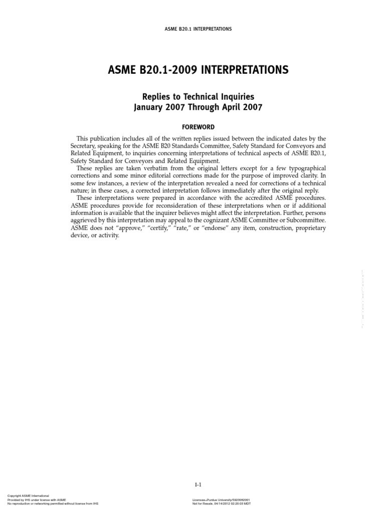 Asme b20.1-2009 Interpretations | PDF | Manufactured Goods