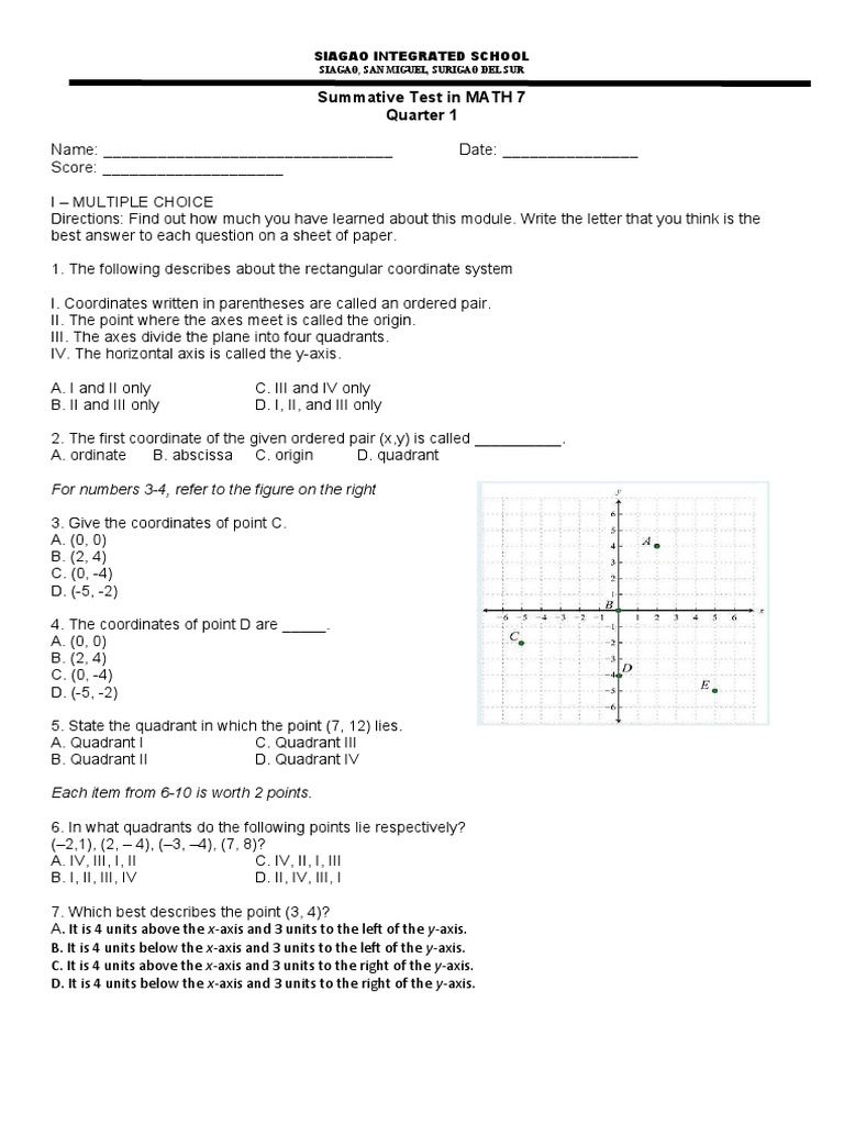 Math 7 - 3 | PDF | Cartesian Coordinate System | Notation