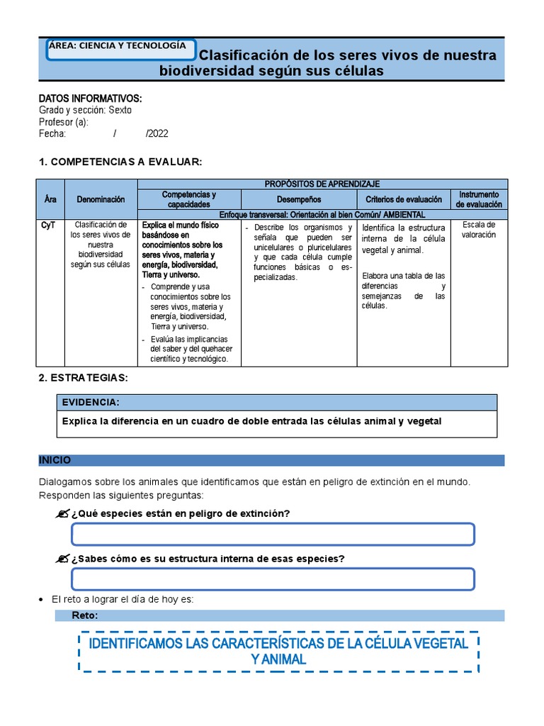 Clasificación de Los Seres Vivos de Nuestra Biodiversidad Según Sus ...