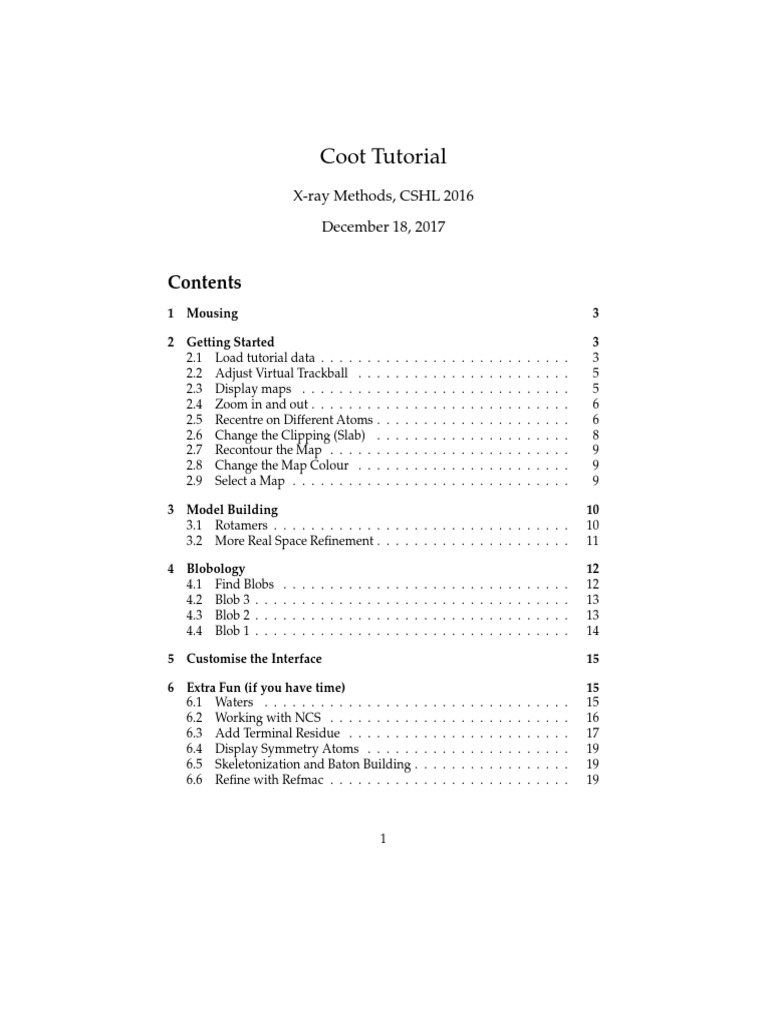 Coot Tutorial | PDF | Protein Data Bank | Button (Computing)