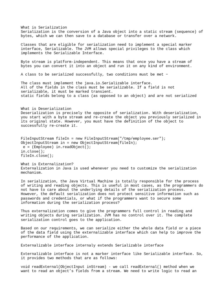Serialization Notes Code Decode Pdf Anonymous Function Method Computer Programming