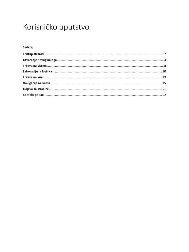 Korisnicko Uputstvo | PDF
