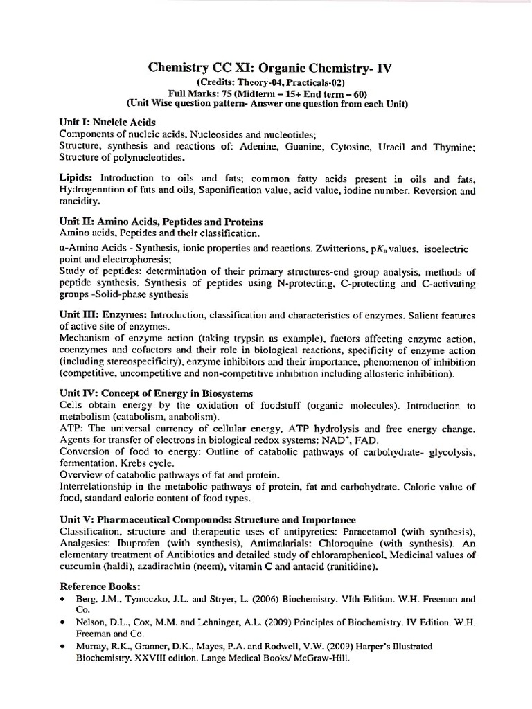 Syllabus of BSC Chemistry 6th Semester | PDF