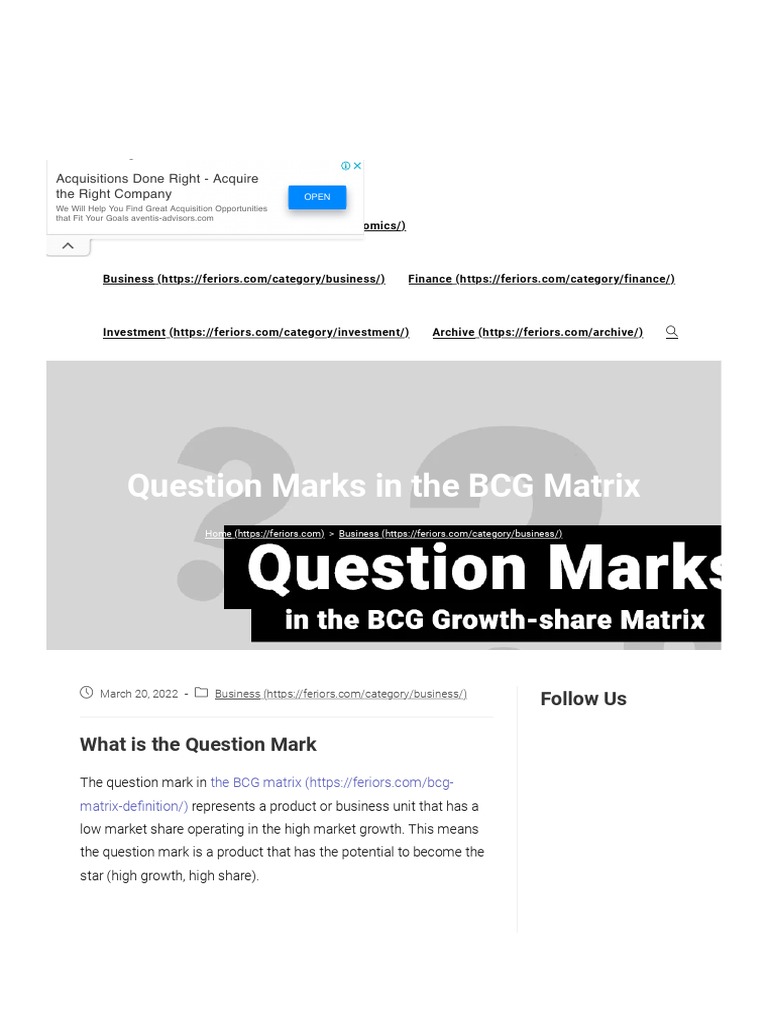 Question Marks in The BCG Matrix - Feriors | PDF | Investing | Market ... Question Marks in The BCG Matrix - Feriors | PDF | Investing | Market ...