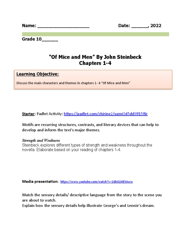 Of Mice and Men - Day 1 | PDF