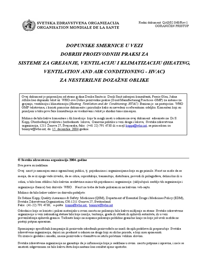 Prevod Who GMP Hvac Bitno!!! | PDF
