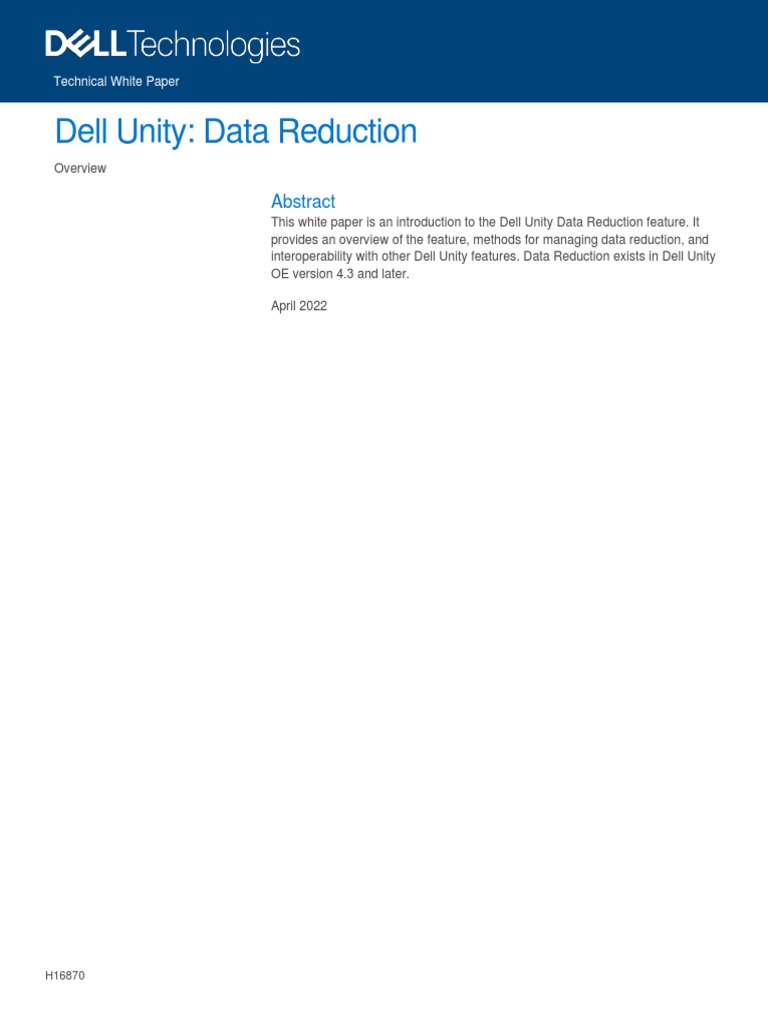H16870-Dell Emc Unity-Data Reduction | PDF | Computer Data Storage | Cache (Computing)