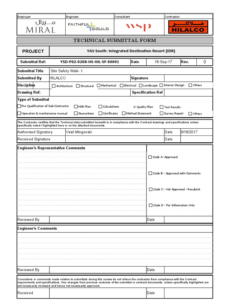 Site Safety Walk Technical Submittal | PDF | Specification (Technical ...
