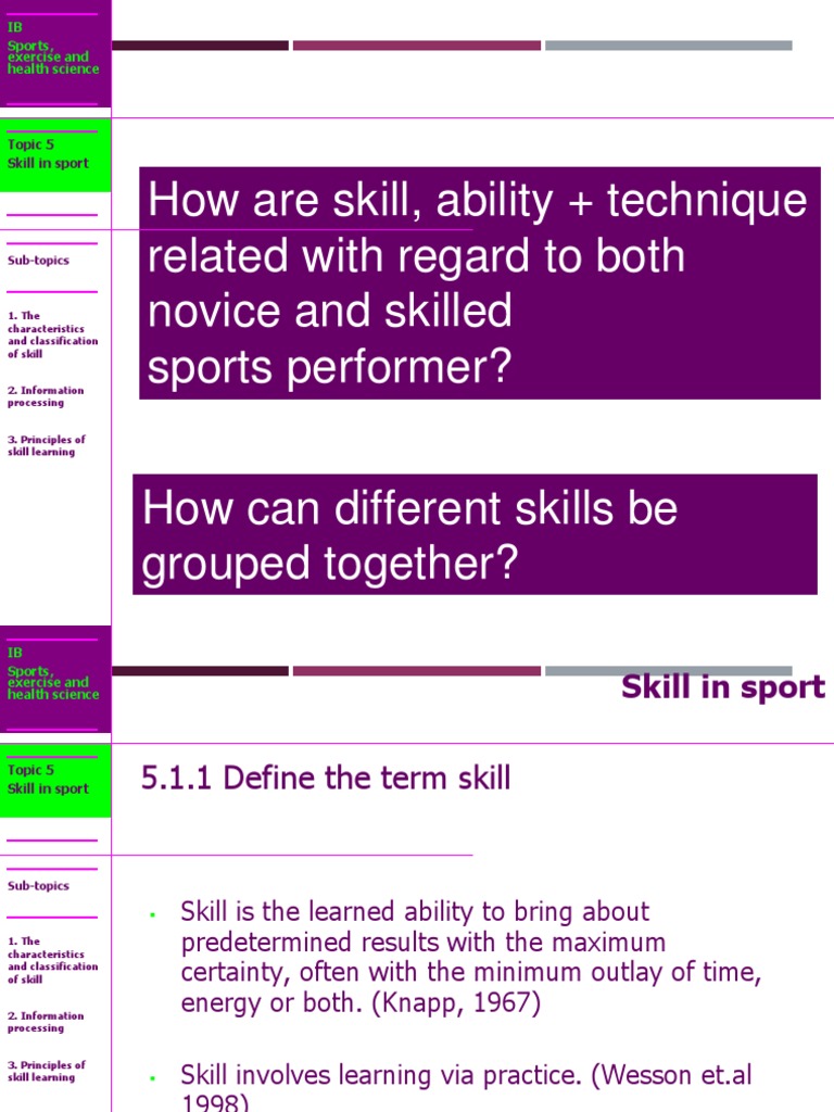 5.1 Skill in Sport | PDF | Perception | Learning