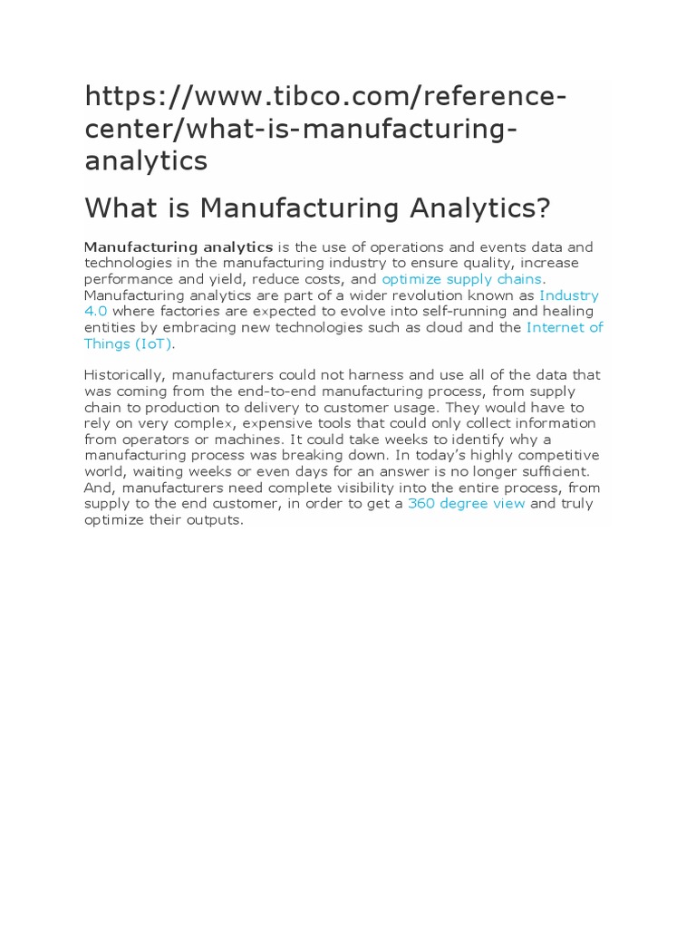 11 Manufacturing Analytics Pdf Analytics Internet Of Things
