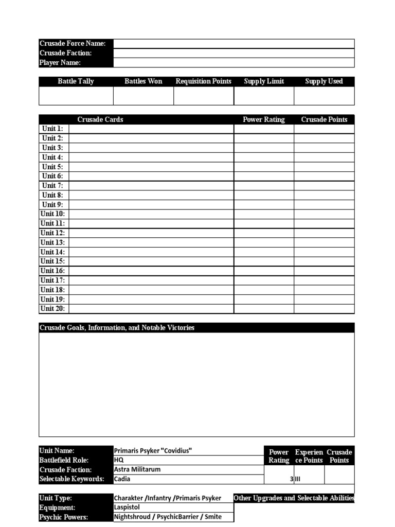 Crusade Sheets | PDF | Infantry | Warfare