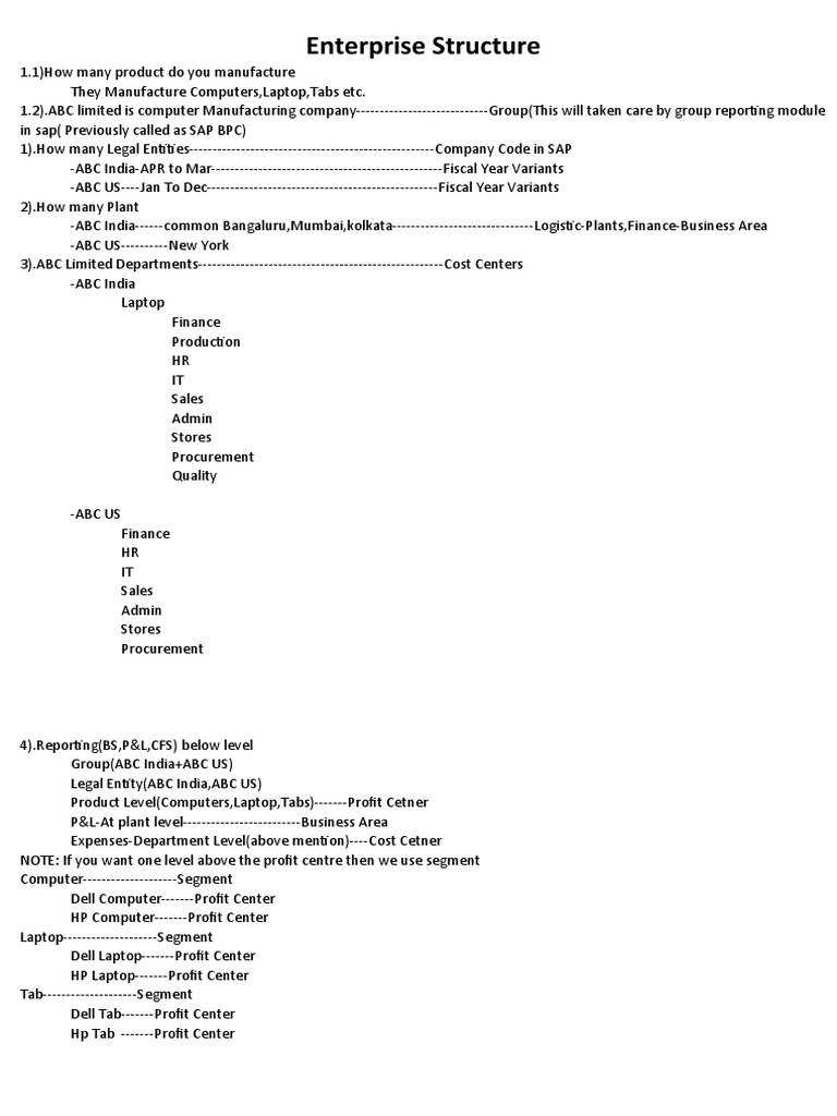 Enterprise Structure | PDF | Expense | Revenue