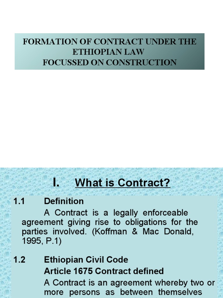 Formation of Construction Contracts in Ethiopia | PDF | Contract Law | Business