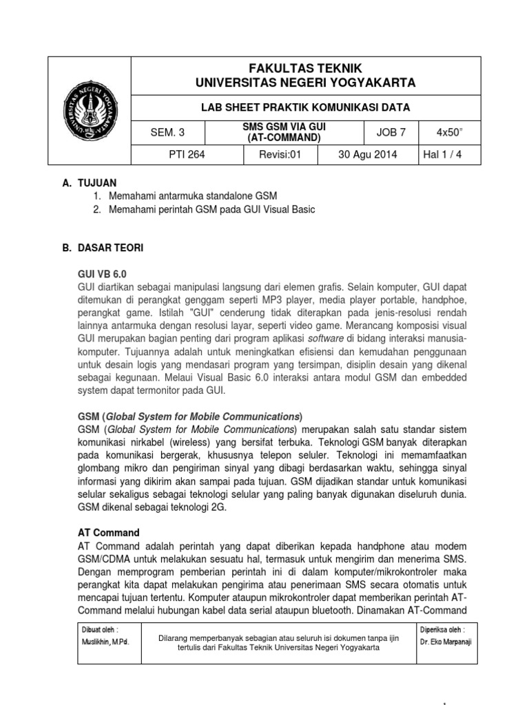 Praktik SMS GSM Menggunakan GUI VB | PDF