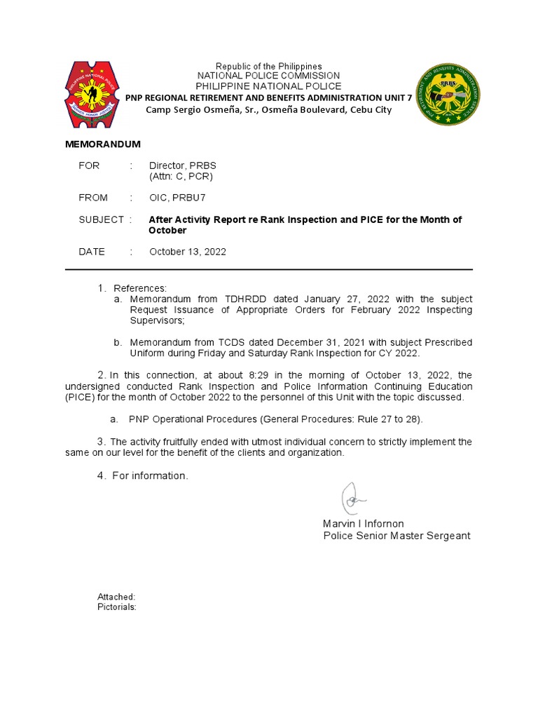 AAR Re Rank Inspection and PICE For The Month of October 2022 | PDF ...