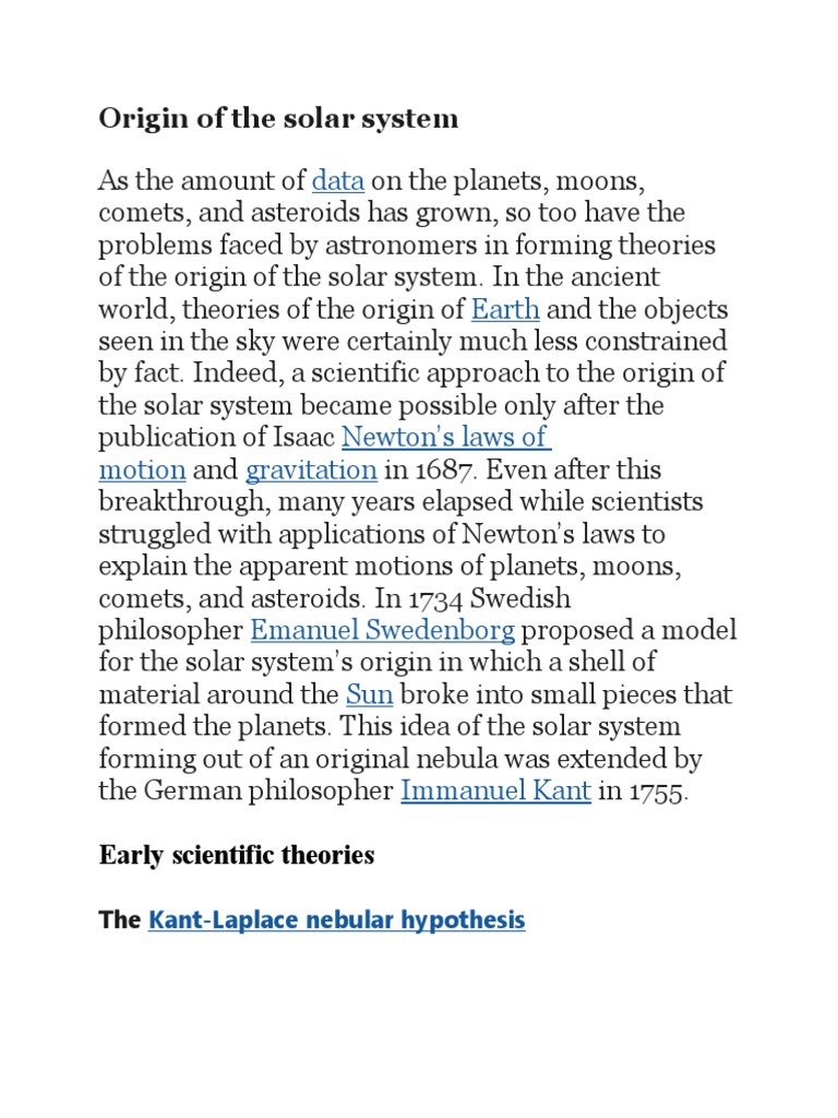 Theories of Solar System Origin | PDF | Formation And Evolution Of The ...