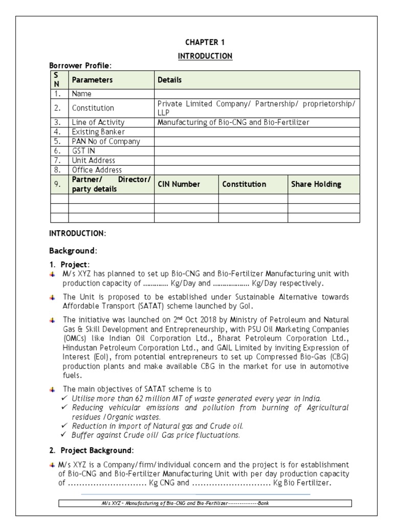 Model CBG Project Report - For Circulation | Download Free PDF | Debt ...