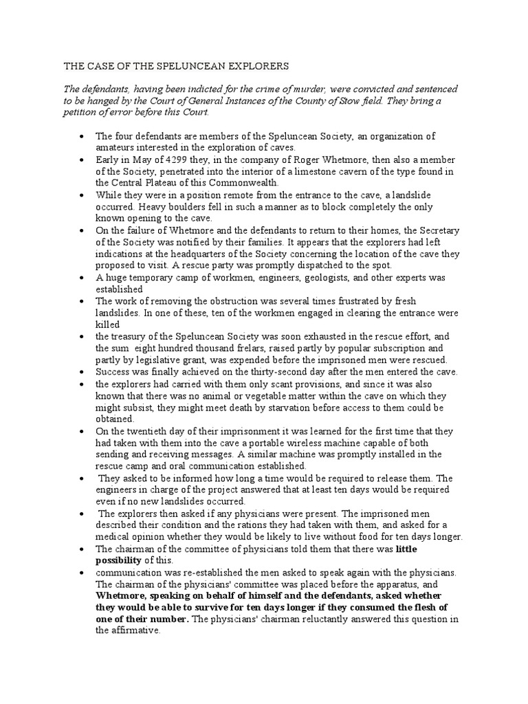 The Case of The Speluncean Explorers | PDF | Common Law | Justice