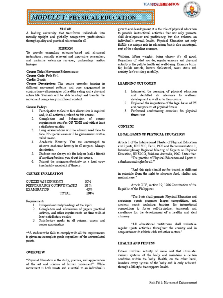 Path-Fit 1-Module-1-3 | PDF | Physical Fitness | Body Mass Index Path-Fit 1-Module-1-3 | PDF | Physical Fitness | Body Mass Index