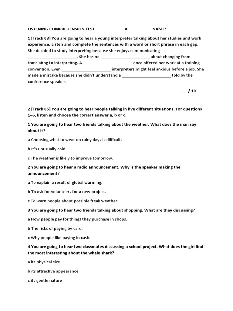 Listening Comprehension Test | PDF