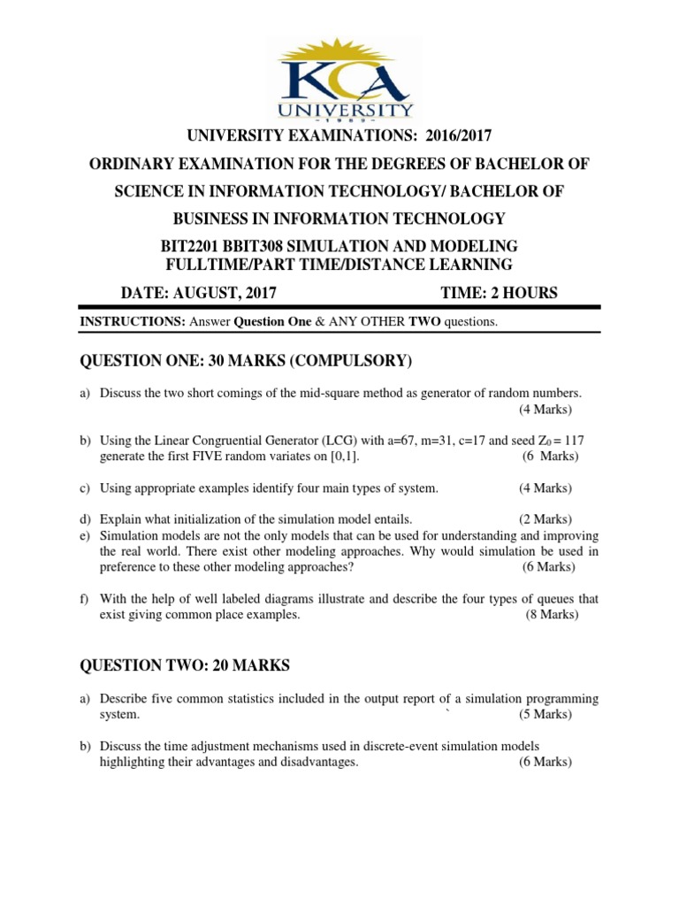 Bit2201 Bbit308 Simulation and Modeling | PDF | Simulation | Statistical Theory