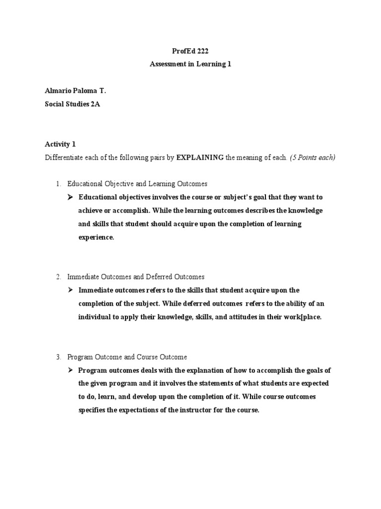 ProfEd 222 Activity 1 & 2. Almario Paloma | PDF | Teaching Method | Learning