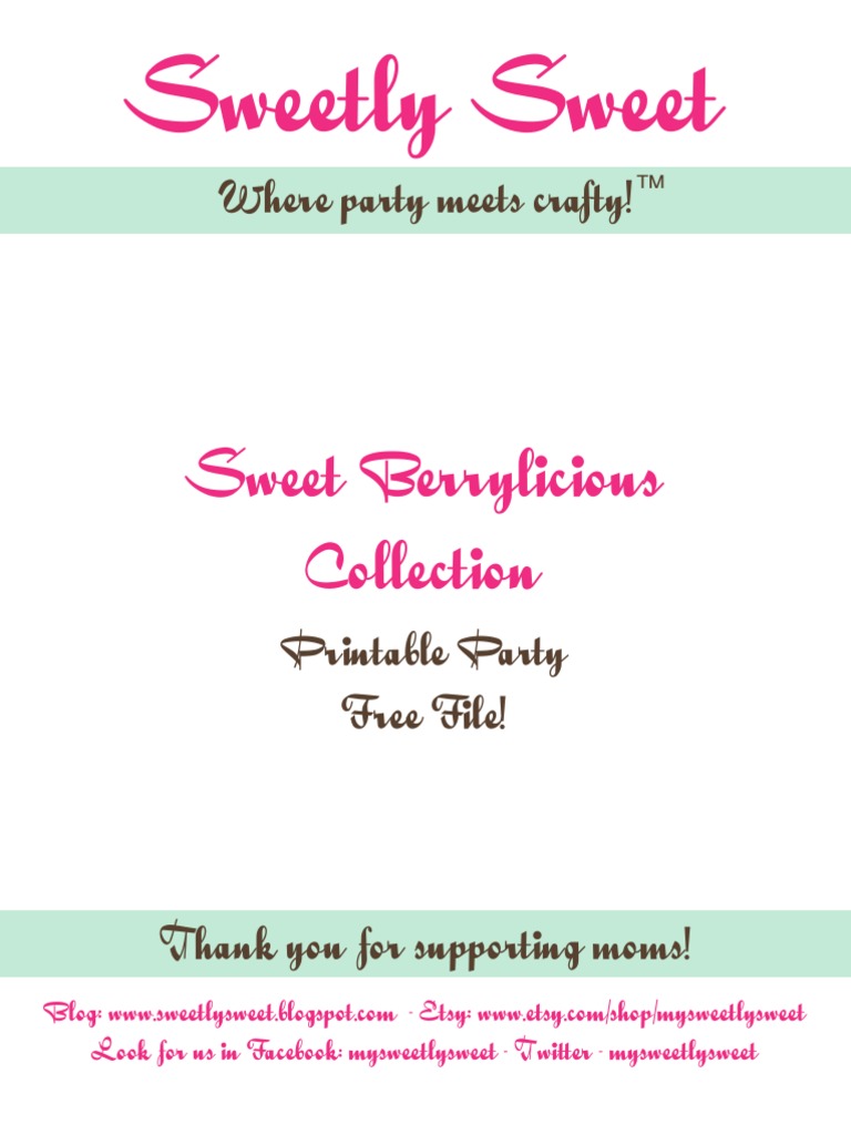 Berrylicious Party Printables Guide | PDF | Portable Document Format | Computing And Information ...