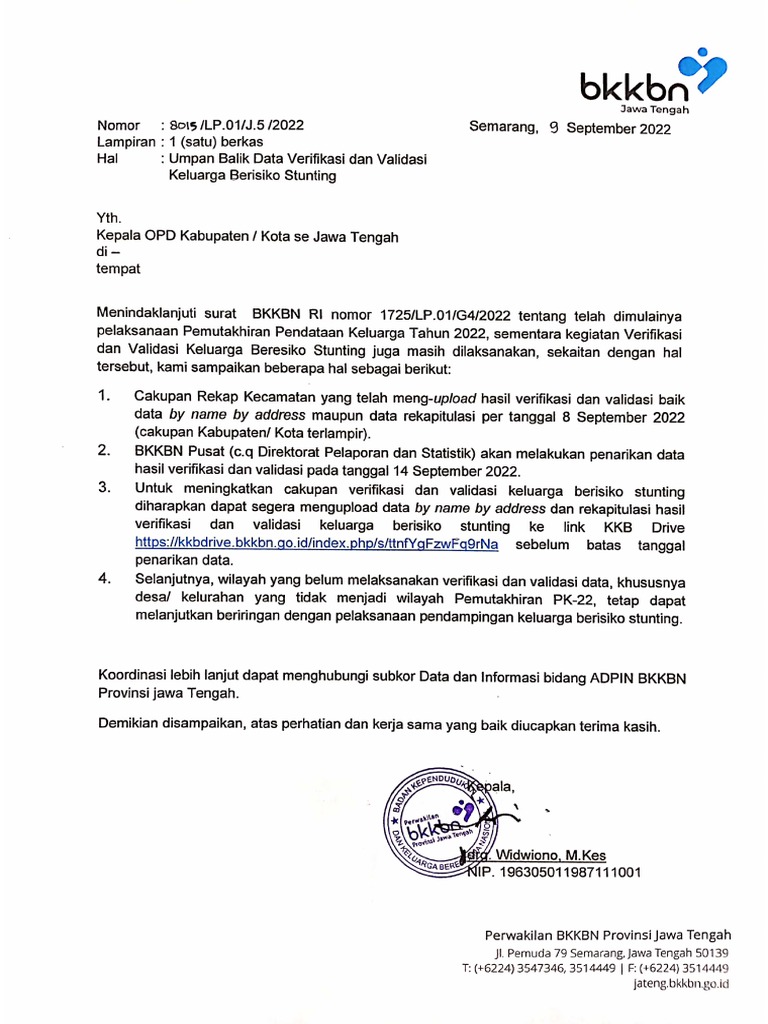 Umpan Balik Data Verifikasi Dan Validasi Keluarga Berisiko Stunting | PDF