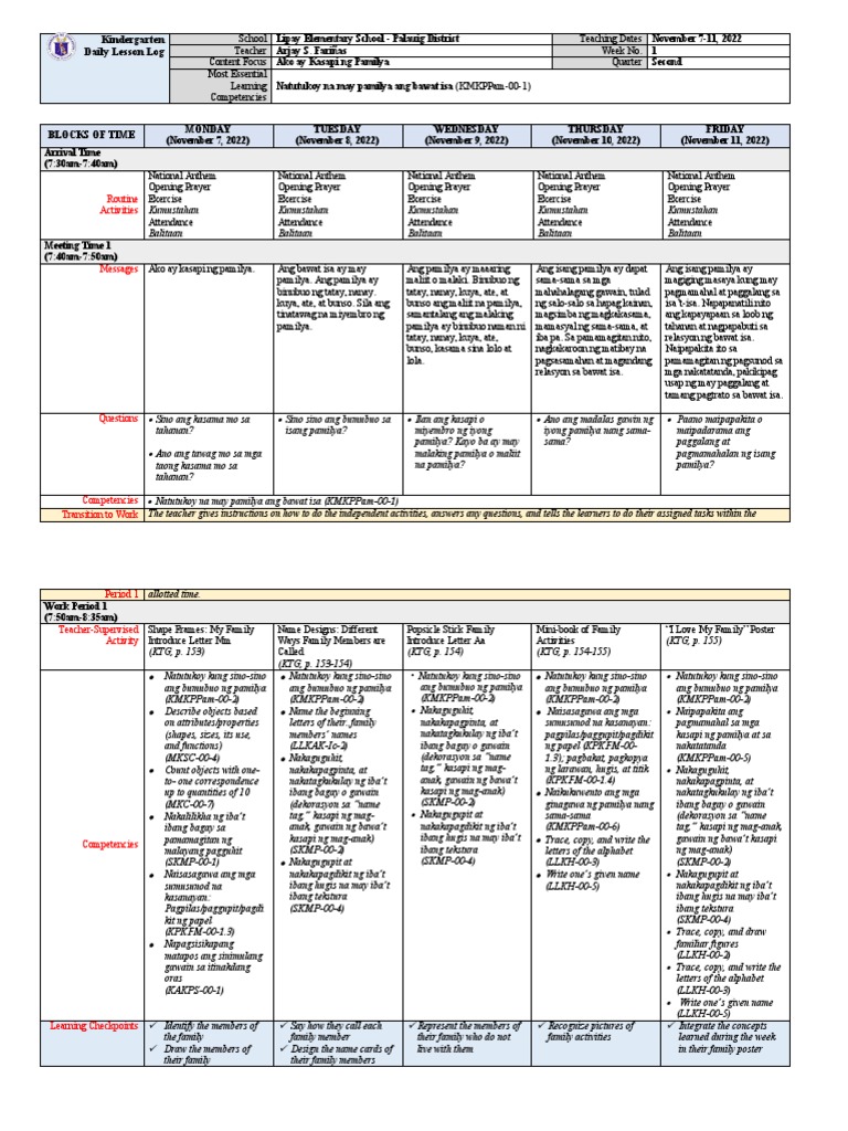 Kindergarten DLL MELC Q2 Week 1 Asf | PDF