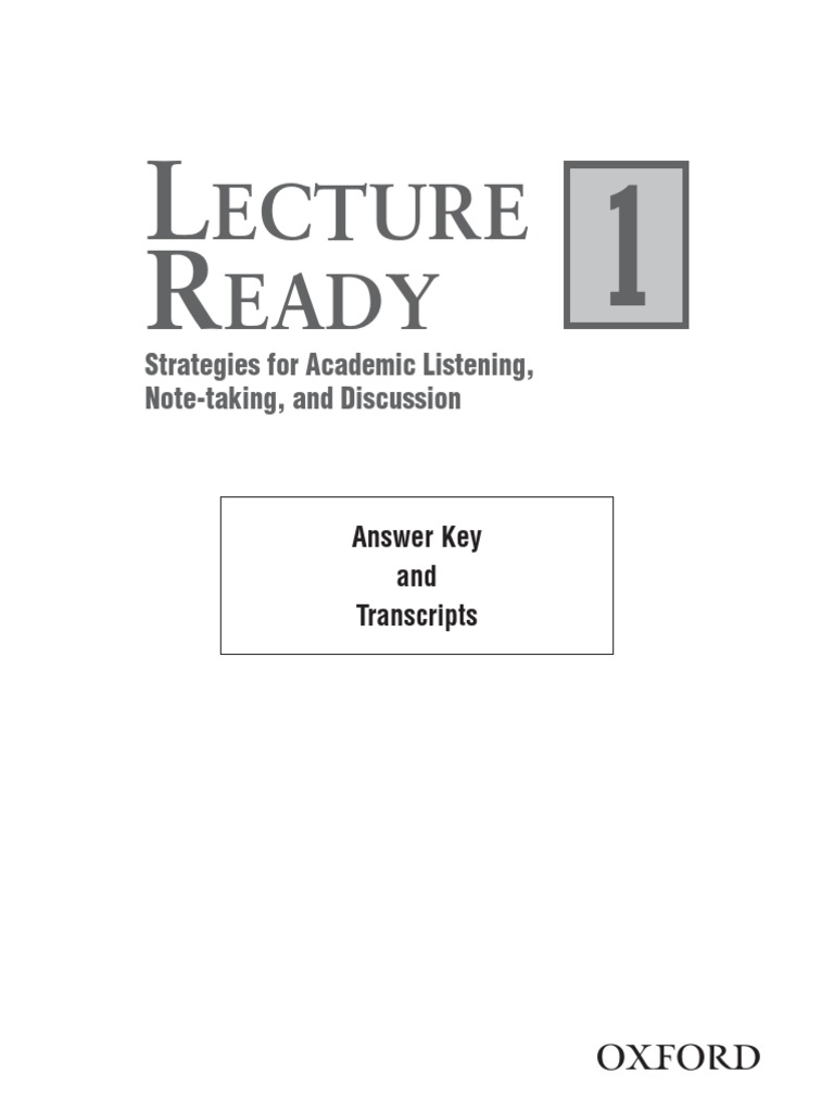 Lecture Ready 1 Answer Key & Transcript | PDF