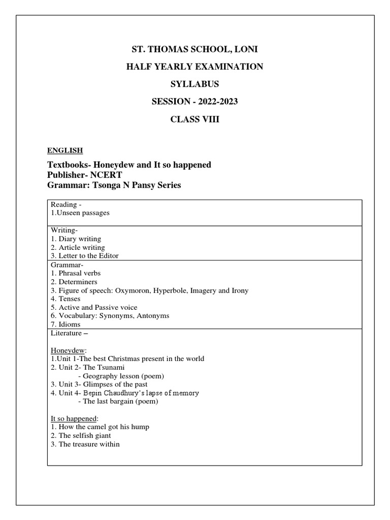 Class 8 Halfyearly | PDF | Linguistics