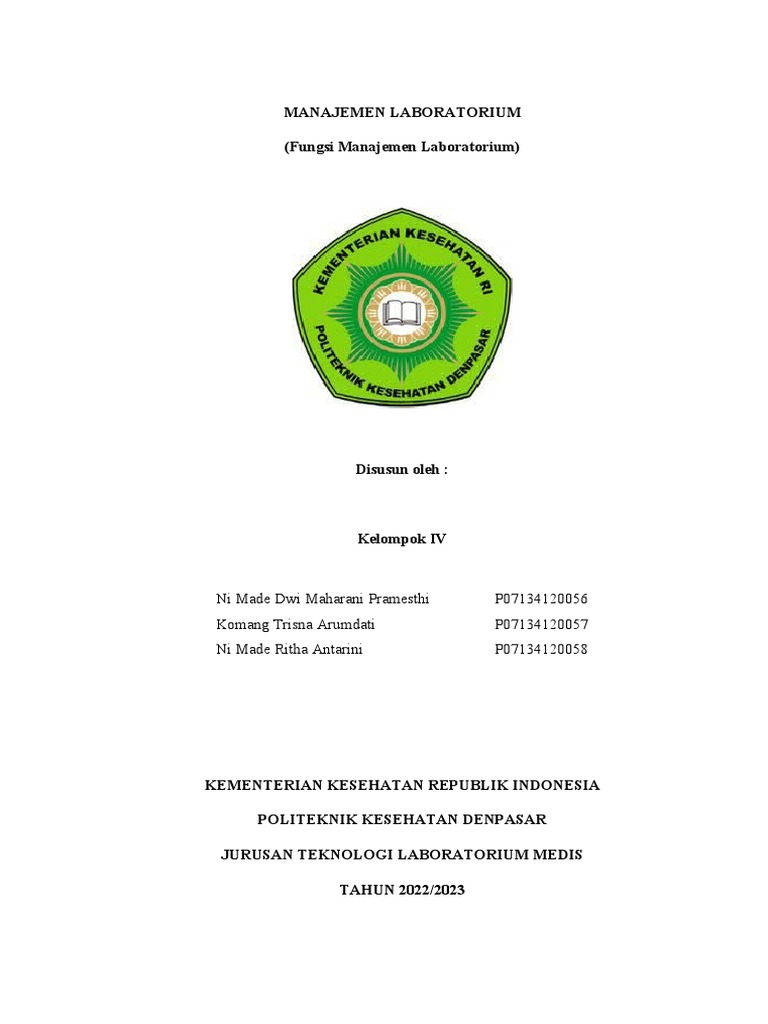 Fungsi dan Tujuan Manajemen Laboratorium | PDF