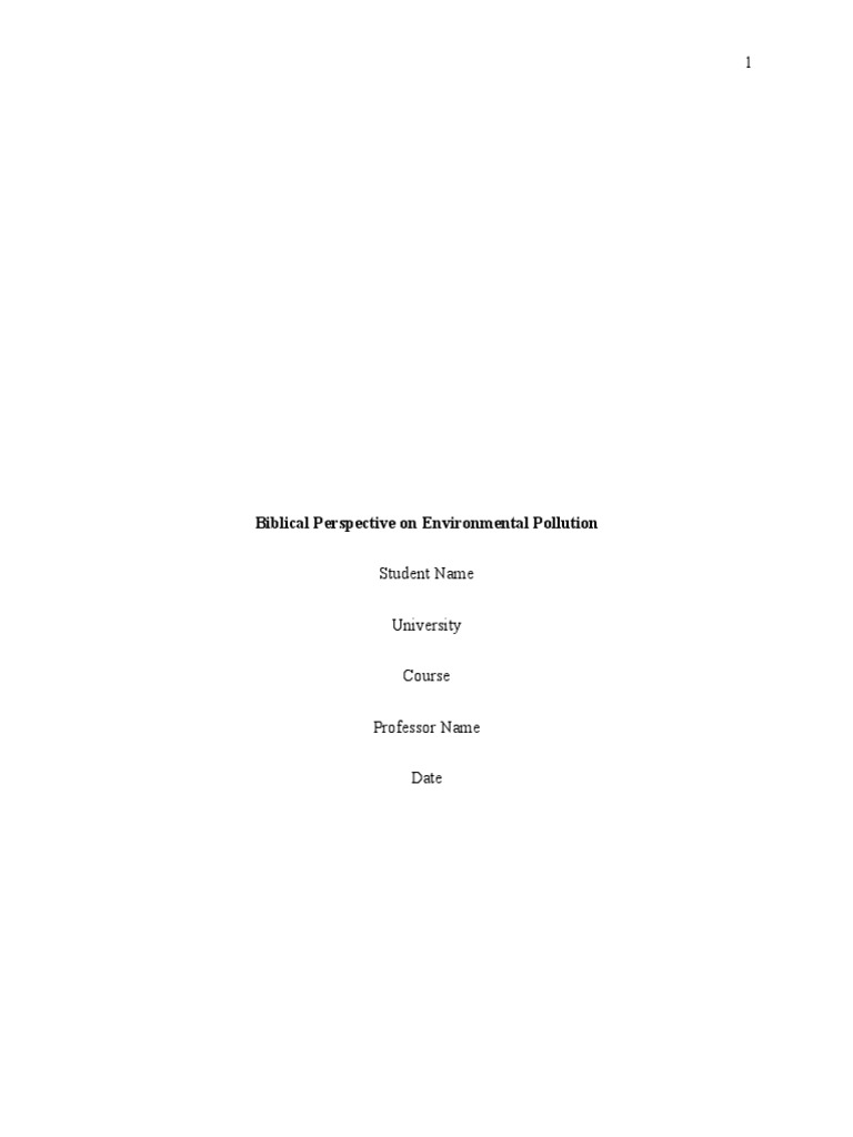 Biblical Perspective On Environmental Pollution | PDF | Air Pollution ...