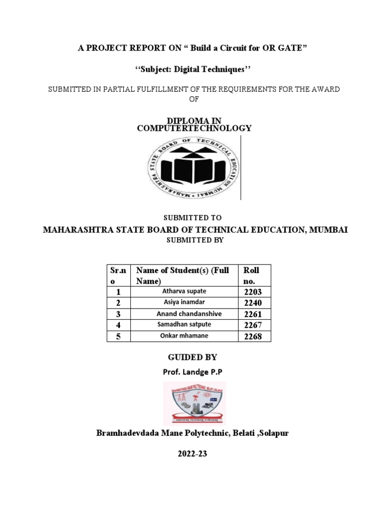 Or Gate Project | PDF | Logic Gate | Electrical Network