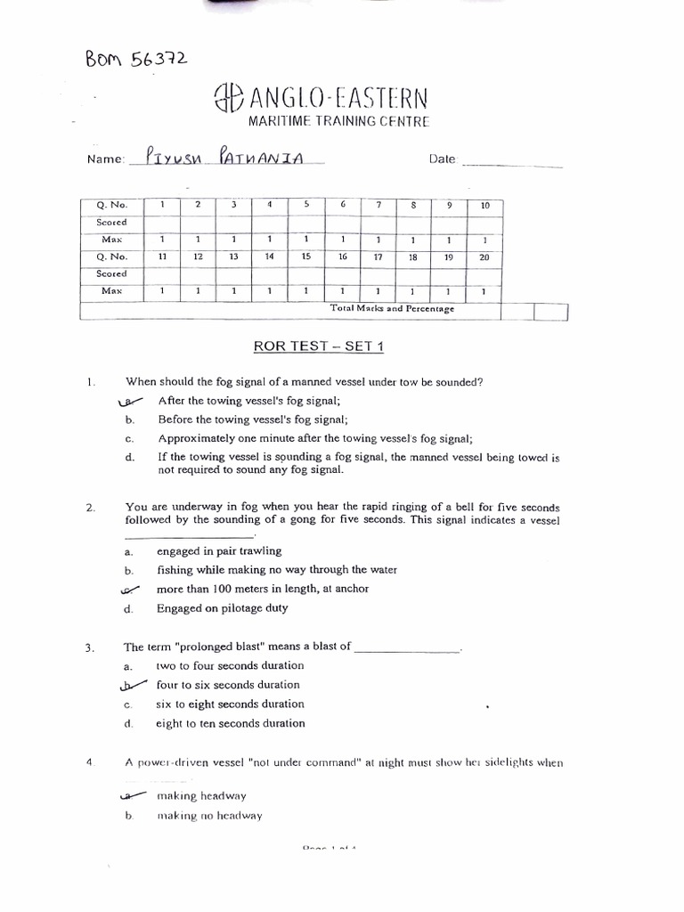 Ror Test Set 1 | PDF | Anchor | Ships
