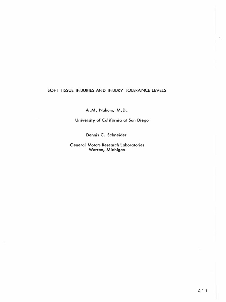 Soft Tissue Injuries and Injury Tolerance Levels | PDF | Abdomen ...