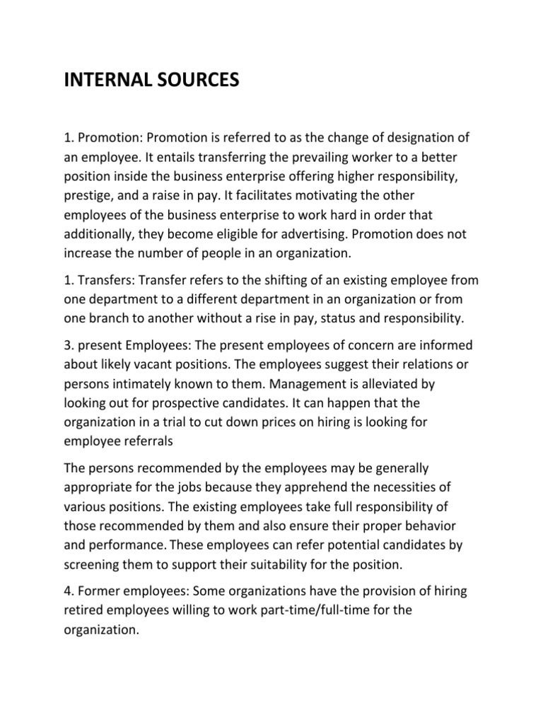 Internal Sources | PDF | Recruitment | Employment