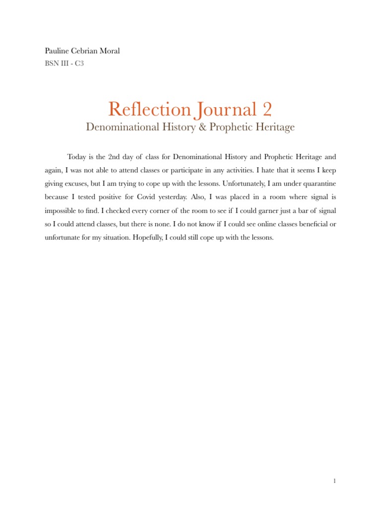 MORAL - Reflection Journal 2 | PDF