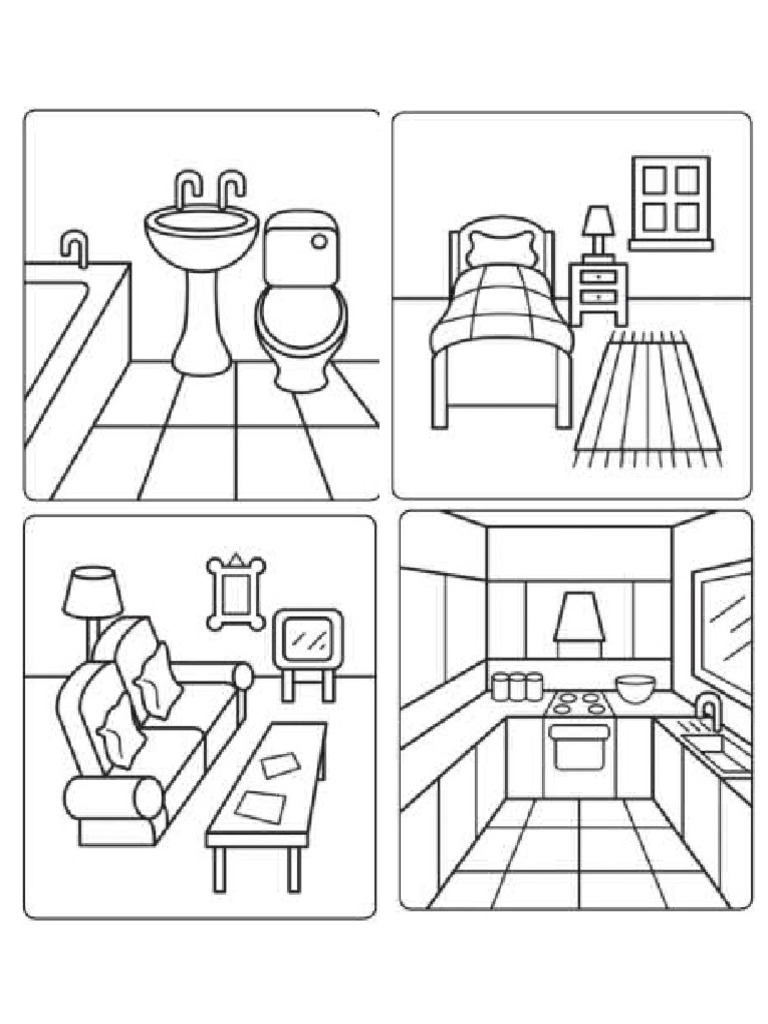 Flashcard Bathroom, Bedroom, Livingroom, Kitchen | PDF