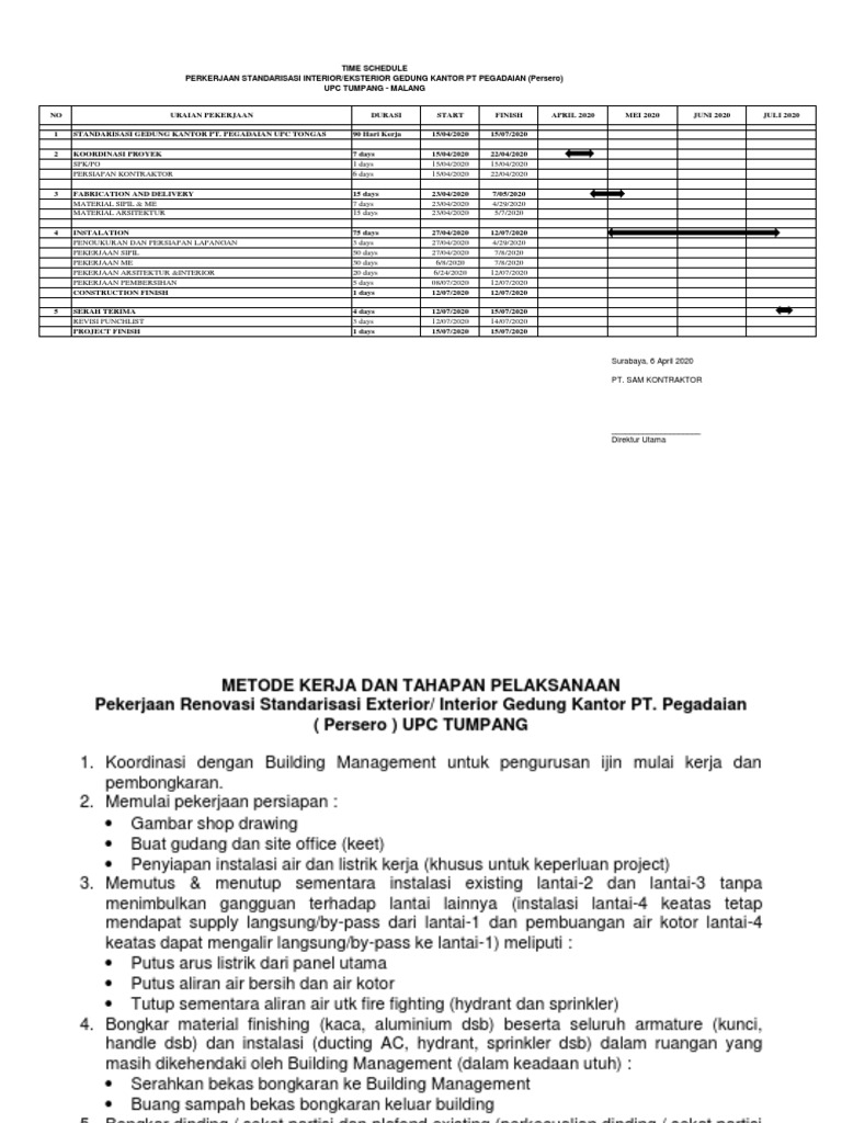 B. Time Schedule & Metode Kerja | PDF