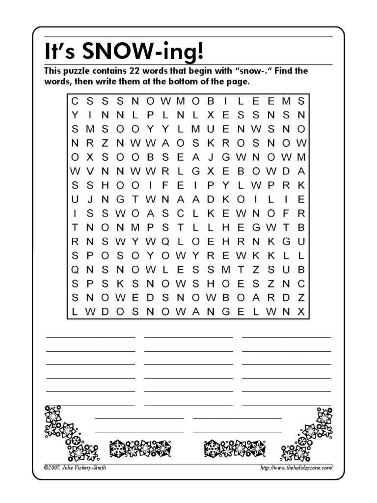Snow Word Search | PDF