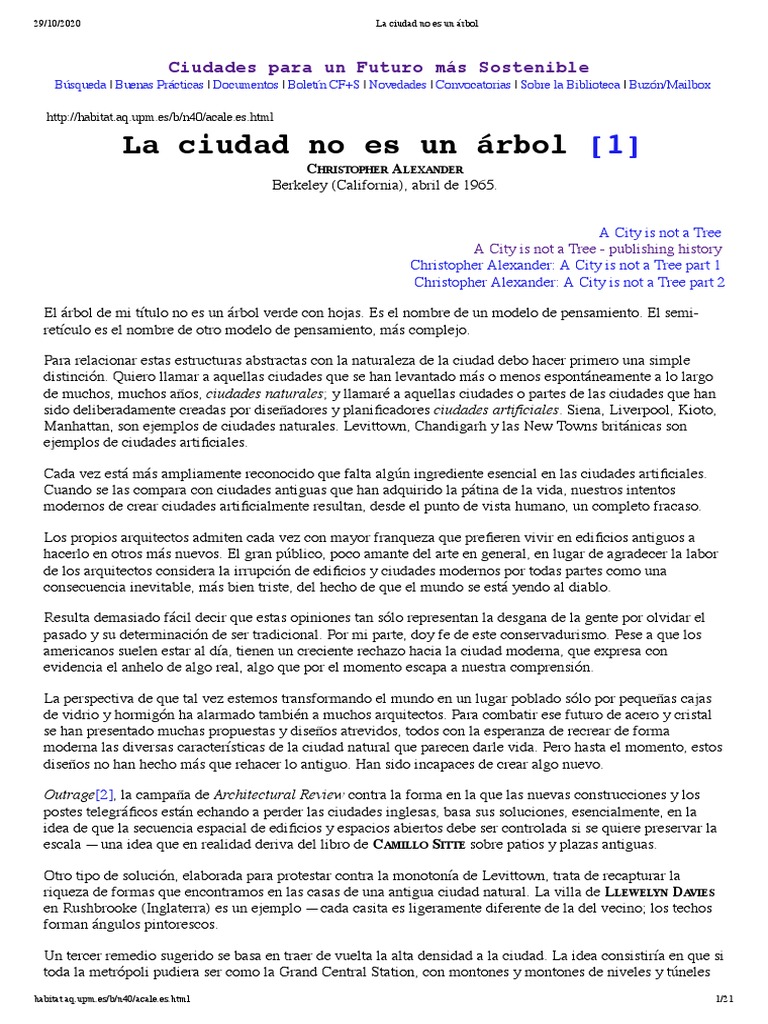 La Ciudad No Es Un Arbol - Christopher Alexander | PDF | Conjunto (Matemáticas) | Ciudad