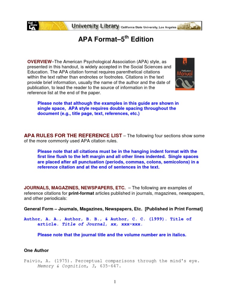 APA 5th Format | PDF | Citation | Note (Typography)