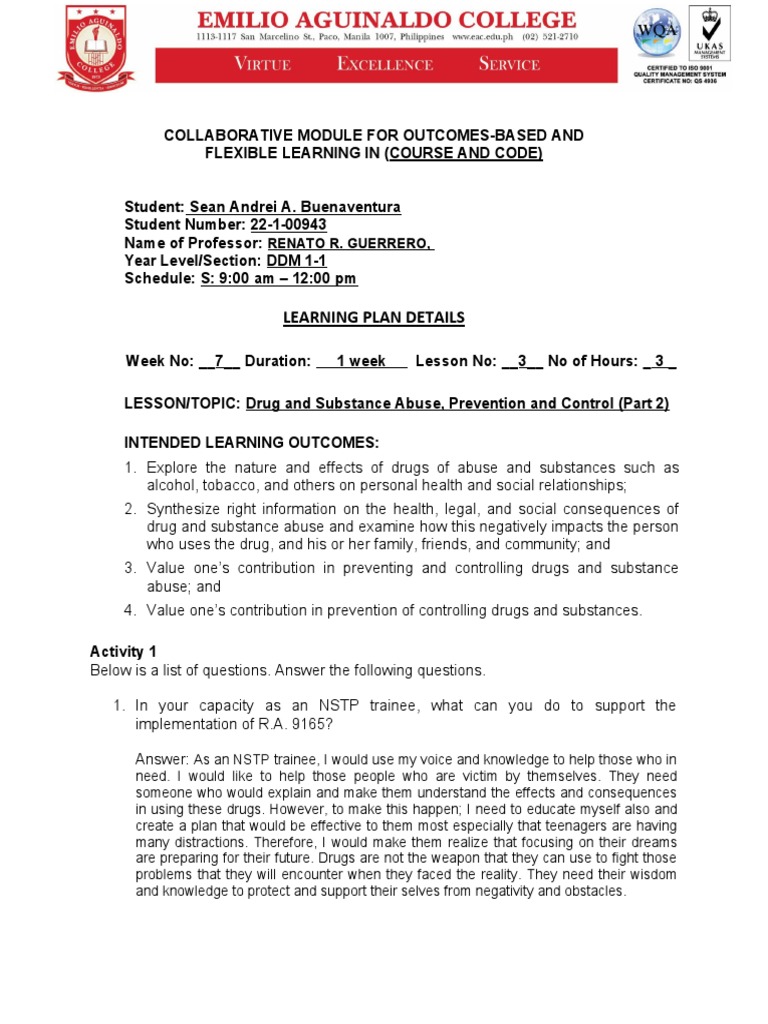 NSTP Module 3 Drugs Part 2 | PDF | Drug Rehabilitation | Substance Abuse