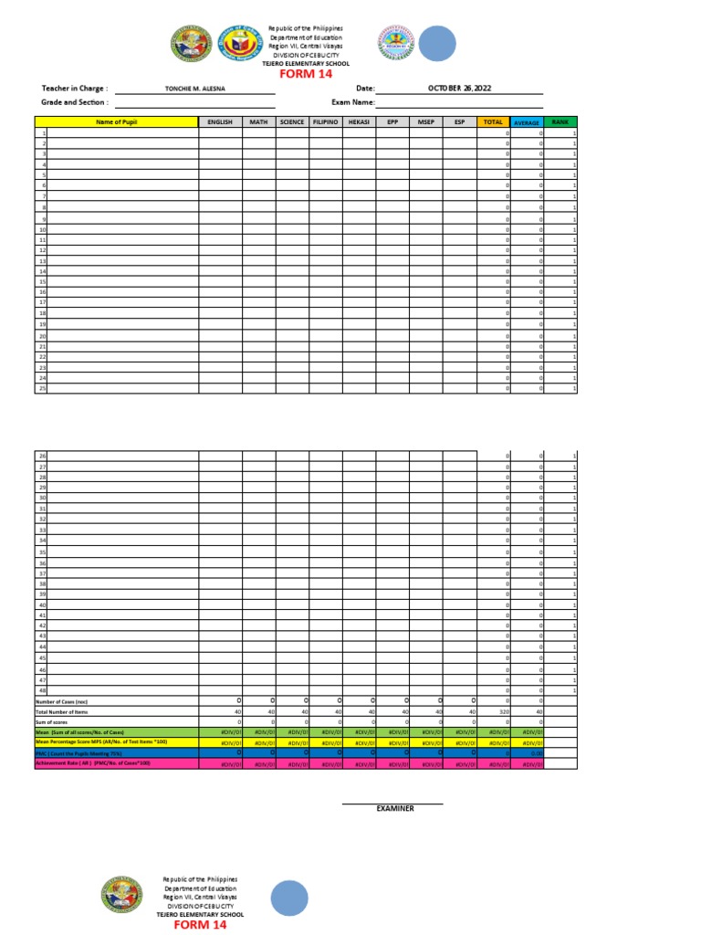 Form 14 by Teacher Tech | PDF | Schools | Educational Stages
