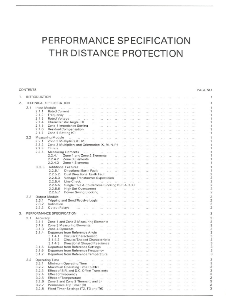 THR DISTANCE PROTECTION PERF SPEC Oprecs | PDF