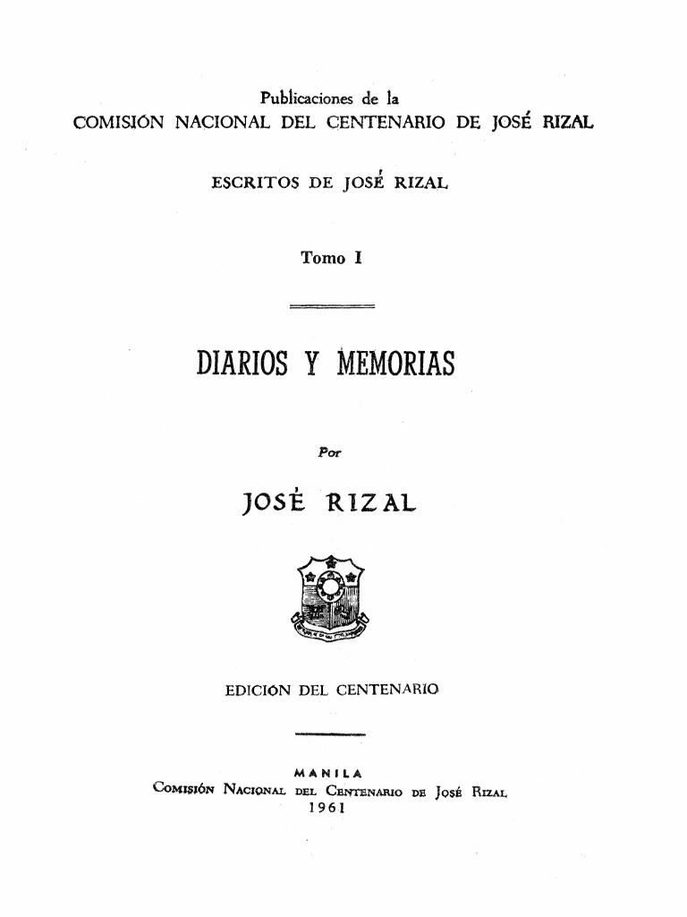 Diarios y Memorias Por José Rizal (JRNCC, 1961) | PDF