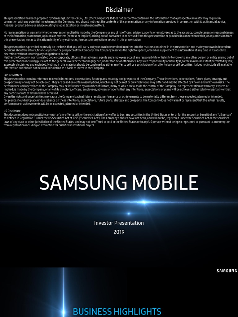 Samsung Investor Presentation Mobile 2019 v1 | PDF | Smartphone ...